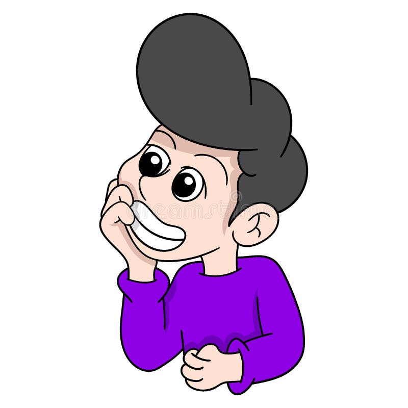 Illustration of a Man with a Happy Pensive Face Imagining Getting a ...