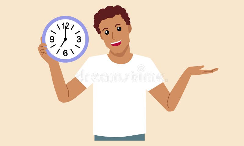 Illustration of Man Holding Clock in His Hands Stock Vector ...