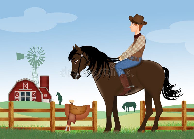 Illustration of Man on Horse Stock Illustration - Illustration of ...