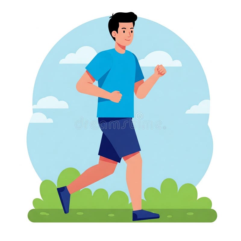 Illustration a Man Jogging Morning Stock Illustration - Illustration of ...