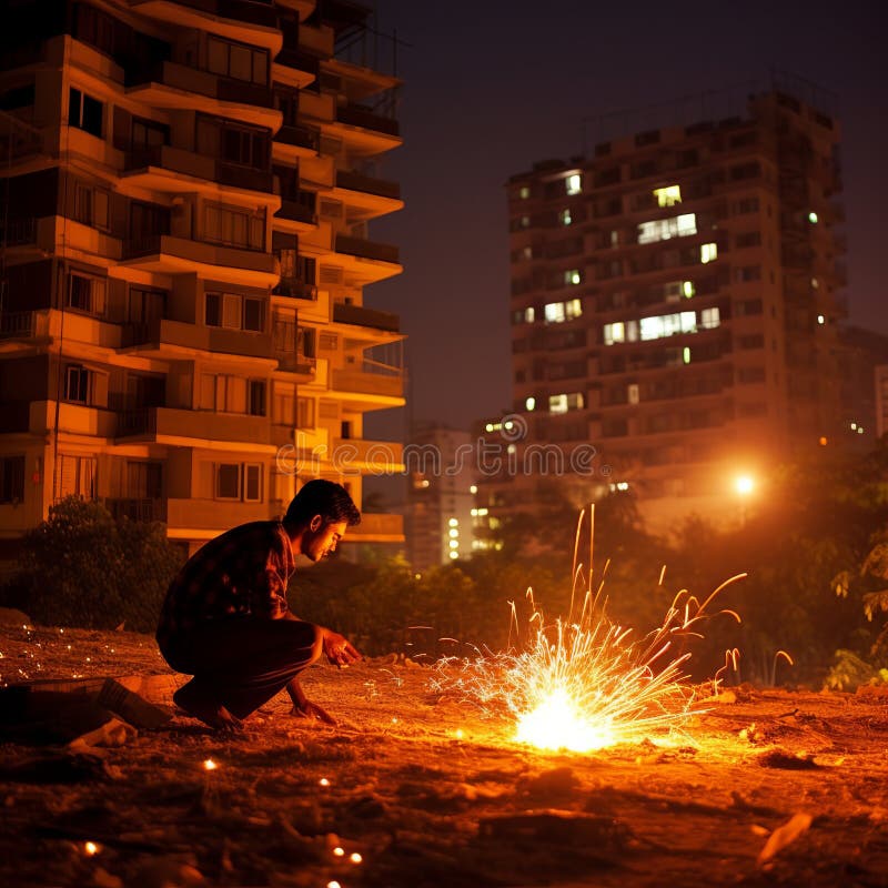 Illustration of a Man is Playing with a Firecracker on the Occasio ...
