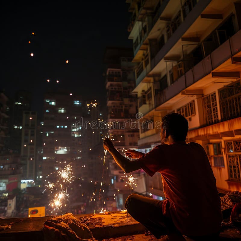 Illustration of a Man is Playing with a Firecracker on the Occasio ...