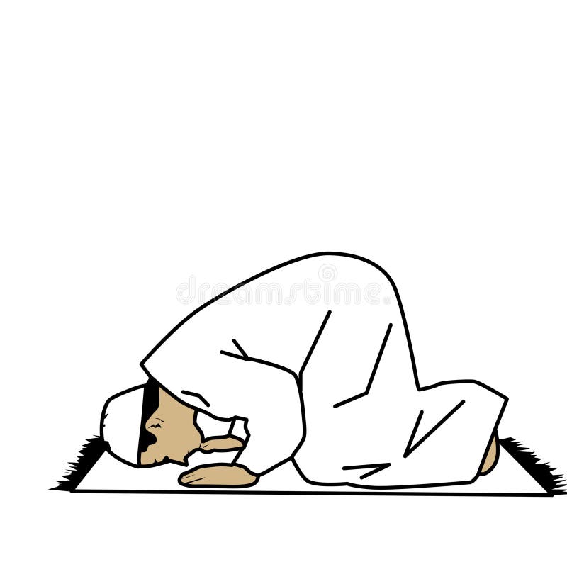 Illustration of a Man Praying by Prostrating Himself To God Stock ...