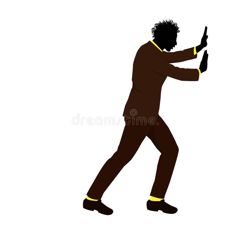 Illustration of Man Pushing Stock Vector - Illustration of force, push ...