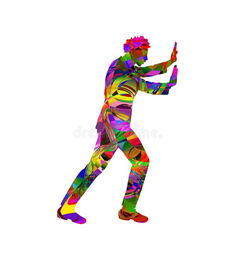 Illustration of Man Pushing Stock Vector - Illustration of pushing ...