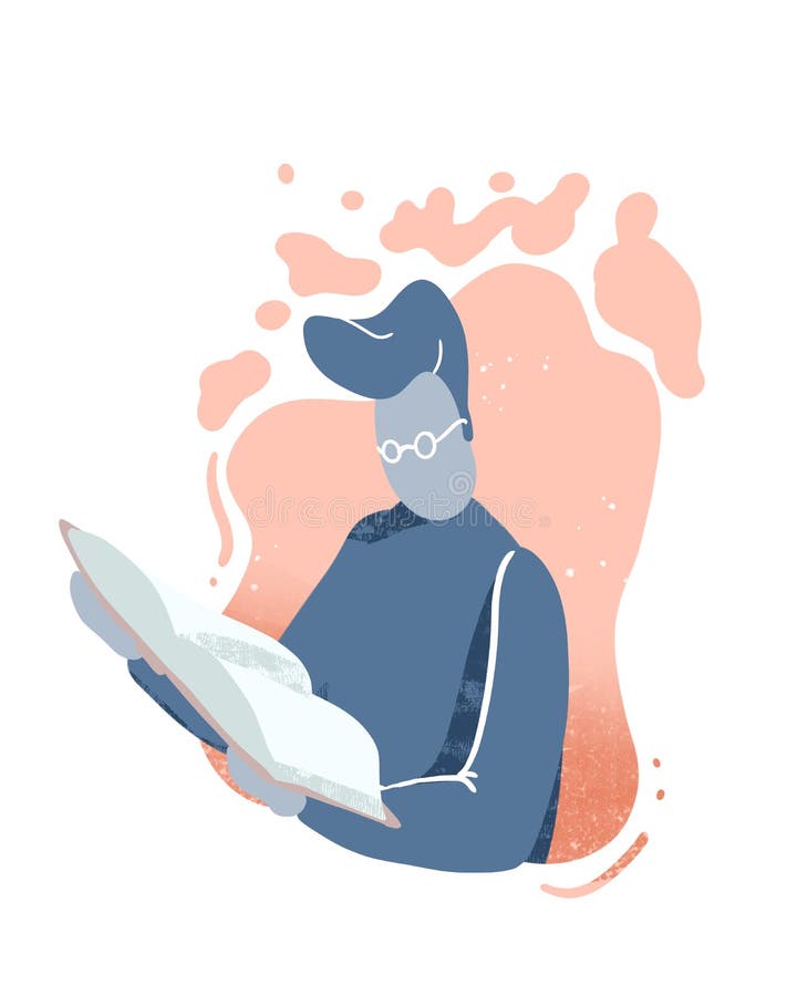 Illustration of Man Reading with Abstract Thought Bubble Stock ...