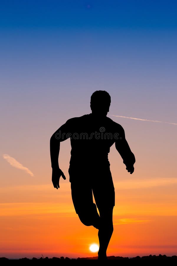 Man running at sunset stock illustration. Illustration of sunset ...