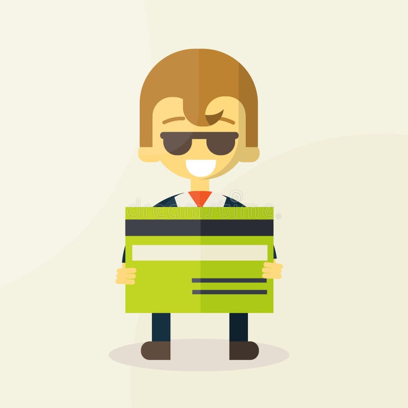 Illustration of Man Showing Credit Card Stock Vector - Illustration of ...