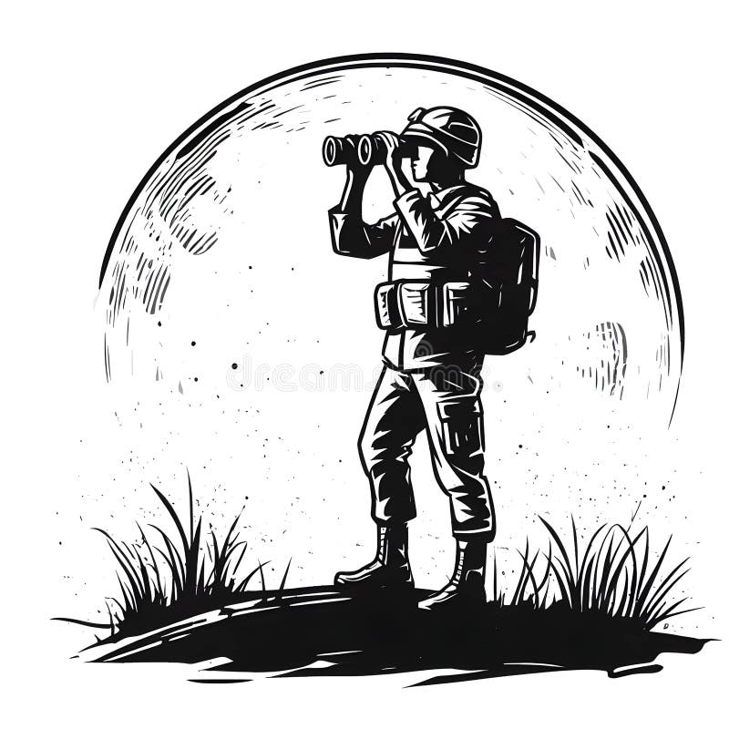 Distance Looking Man Soldier Stock Illustrations – 16 Distance Looking ...