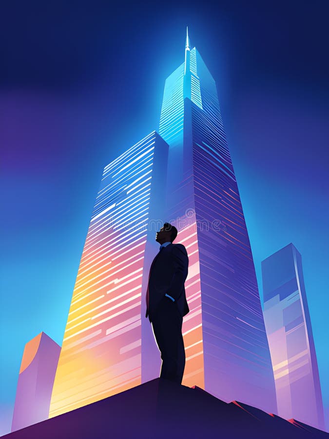 Illustration of a Man Standing on the City Background Stock ...