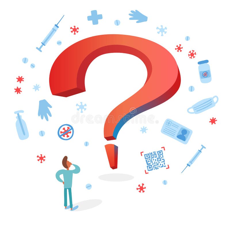 Illustration of a Man Standing in Front of a Huge Question Mark. Stock ...