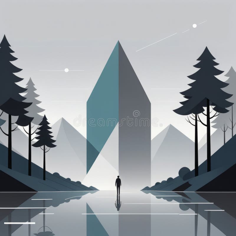 Illustration with a Man Standing in the Stock Illustration ...