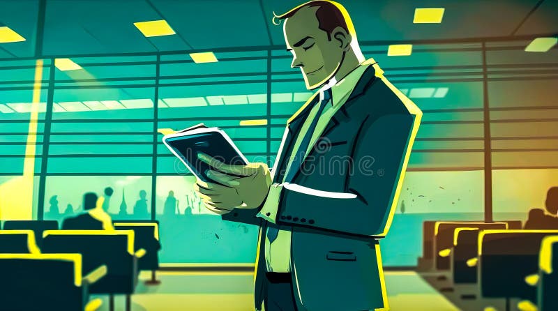 An Illustration of Man in Suit Reading Book. Generative AI Stock ... An Illustration of Man in Suit Reading Book. Generative AI Stock ...