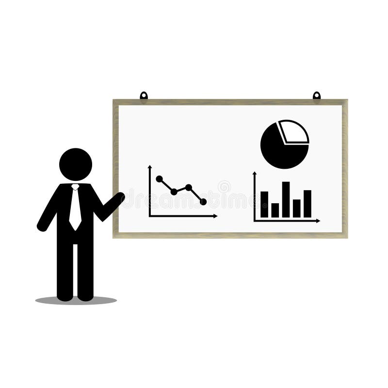 Illustration of a Man in a Tie Explaining a Chart on a Whiteboard ...