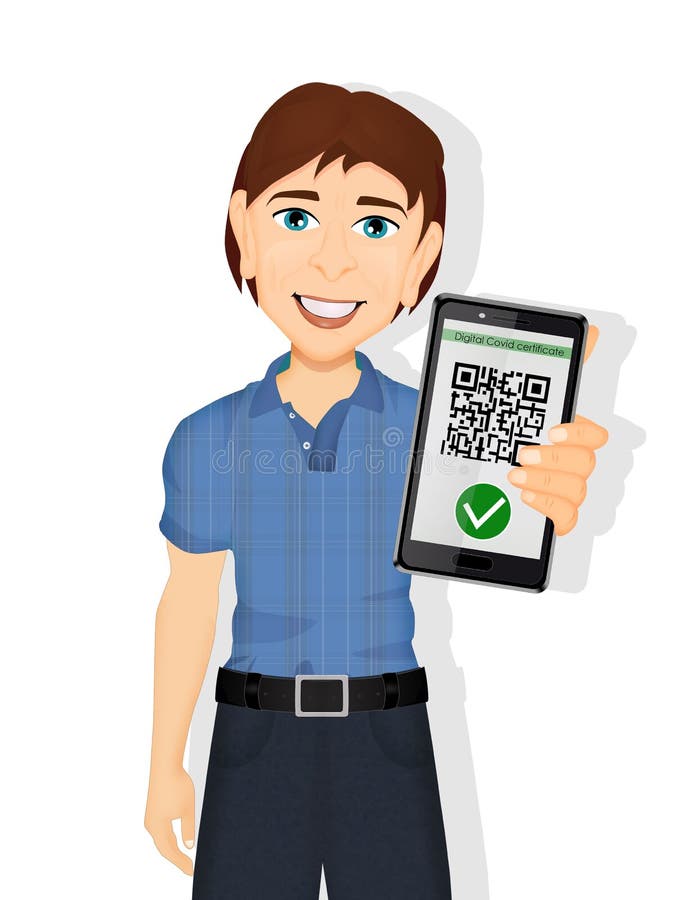 Illustration of Man with Valid Green Pass Stock Illustration ...