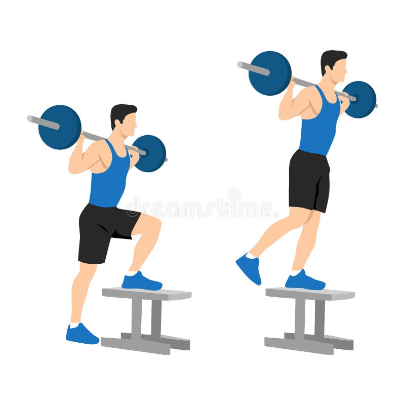 Illustration of a Man Who Exercise Barbell Step-up Stock Illustration ...