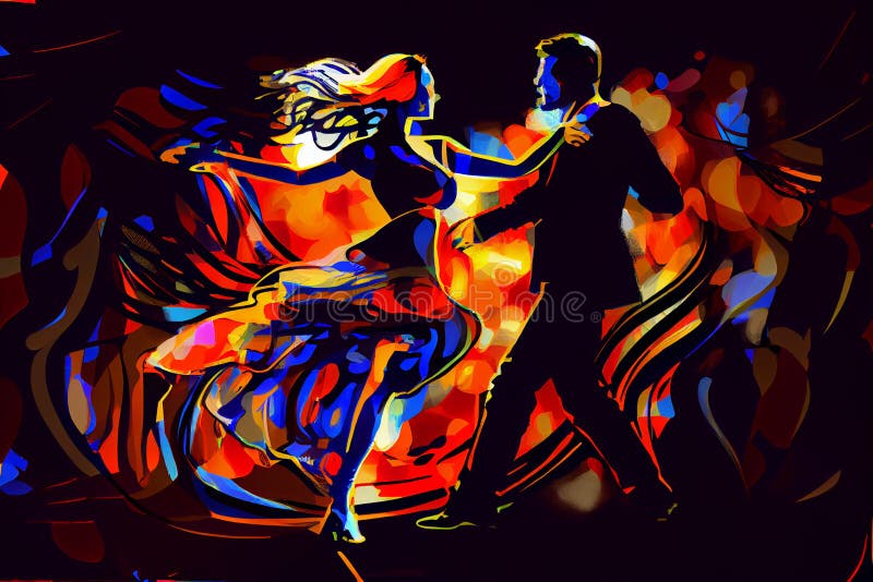 Illustration of Man and Woman Dancing Stock Illustration - Illustration ...