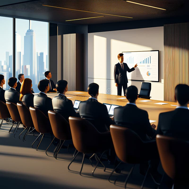 An Illustration of a Manager Doing Presentation and Professional ...