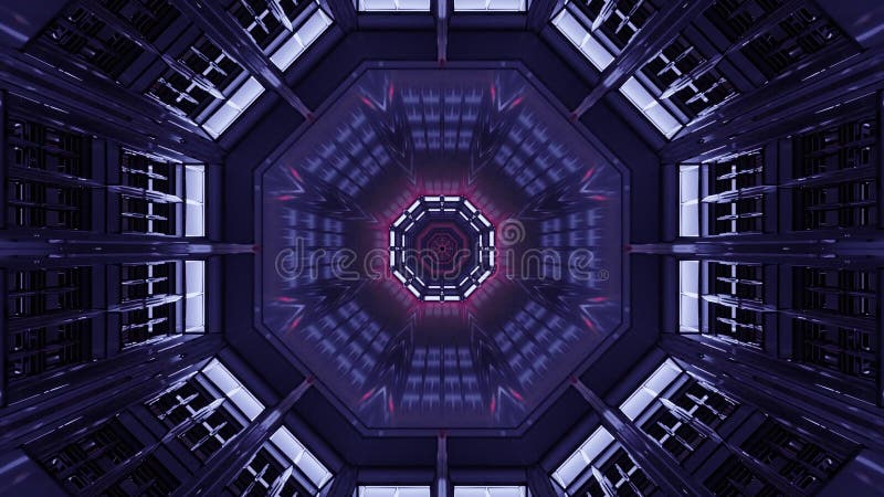 Illustration of a Mandala with Octagons and Beautiful Patterns in Blue ...