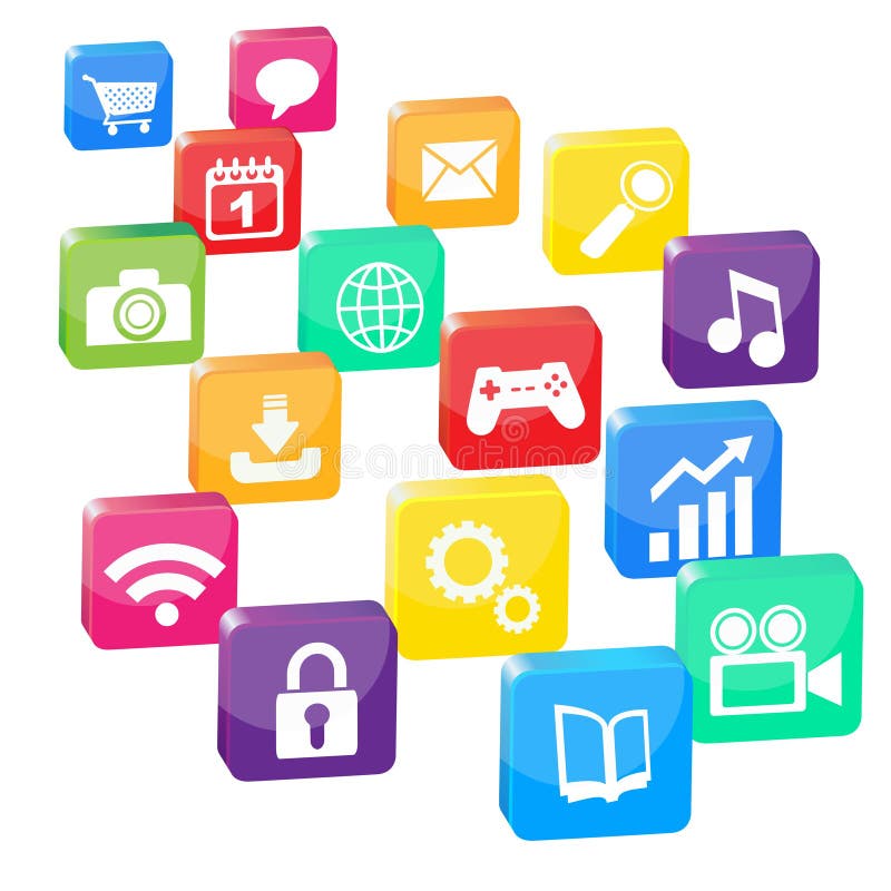 Mobile App Button Icon Set stock vector. Illustration of dialog - 28020024