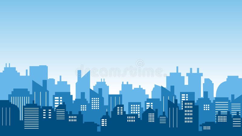 Illustration of Many Buildings in the City with Blue Sky Gradient Stock ...
