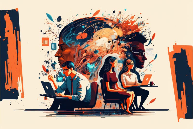 Illustration of Many Business People Collaborating, Solving Problems ... Illustration of Many Business People Collaborating, Solving Problems ...