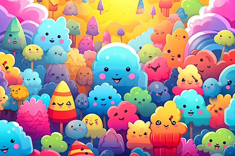 An Illustration of Many Colorful Cartoon Characters Stock Illustration ...