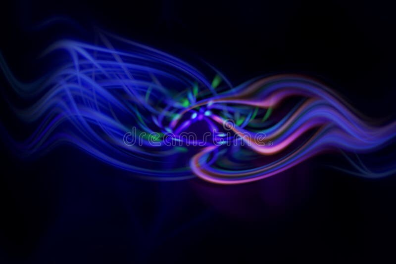 Illustration of Many Colorful Neon Light Trails on a Black Background ...
