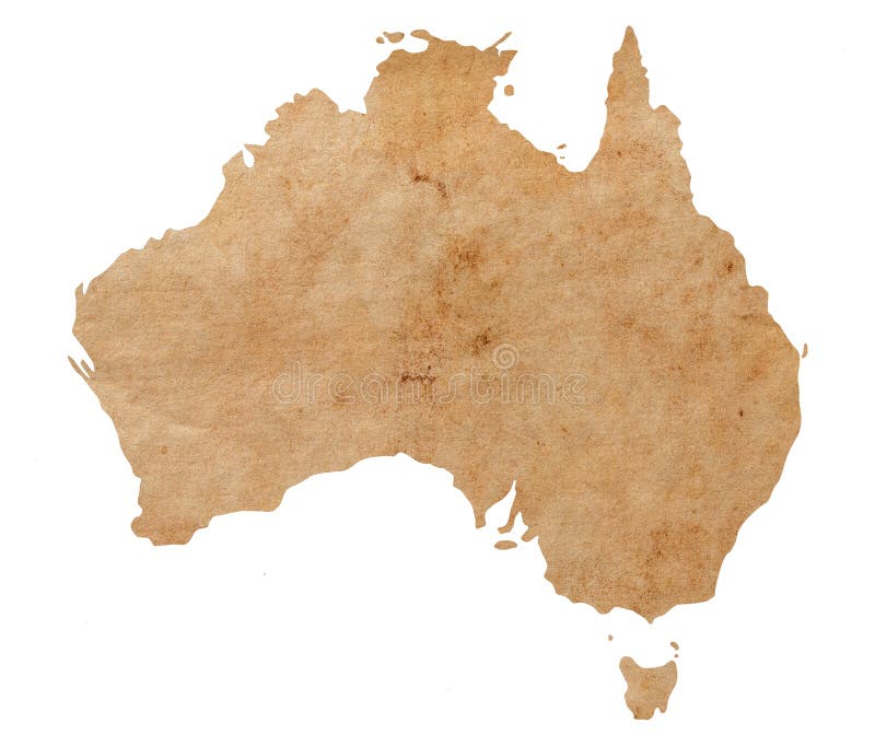 Map of Australia on Old Brown Grunge Paper Stock Illustration ...