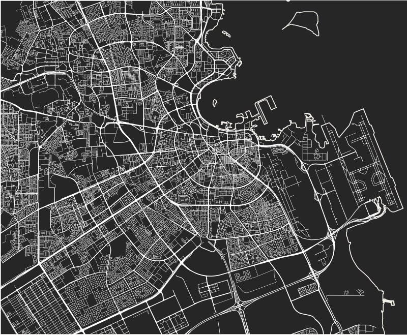 Map of the City of Doha, Qatar Stock Vector - Illustration of ...