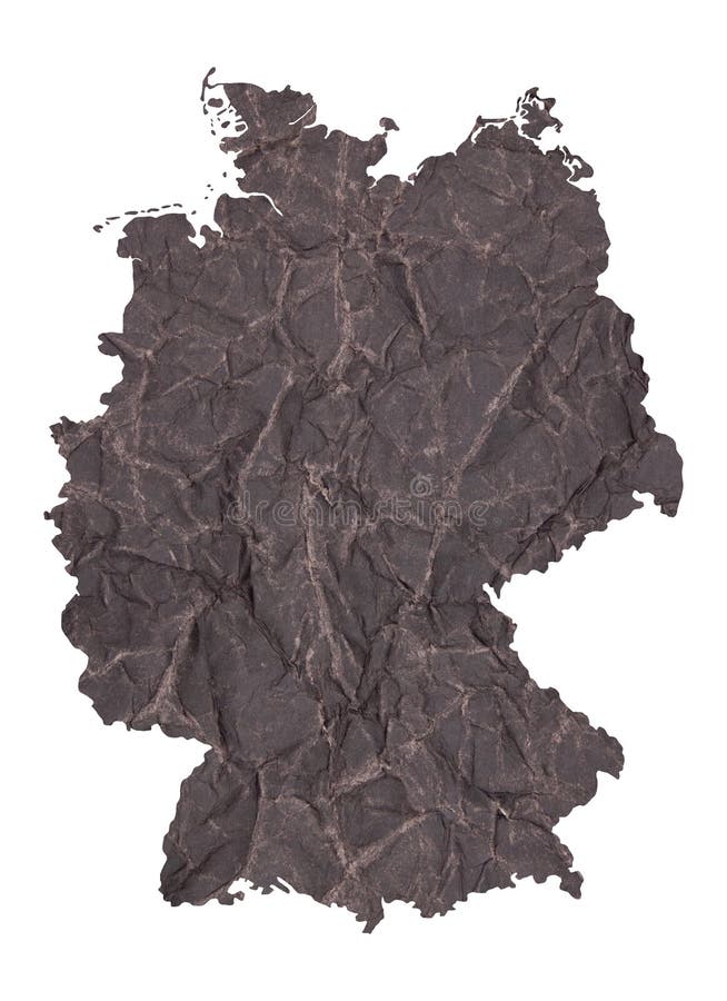 Map of Germany on Old Dark Crumpled Grunge Paper Stock Illustration ...