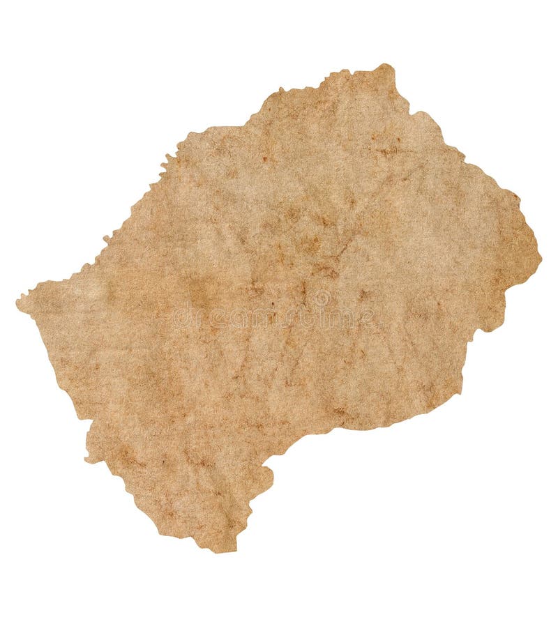 Map of Lesotho on Old Brown Grunge Paper Stock Illustration ...
