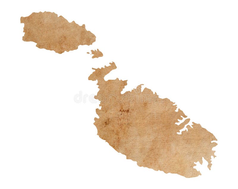 Map of Malta on Old Brown Grunge Paper Stock Illustration ...