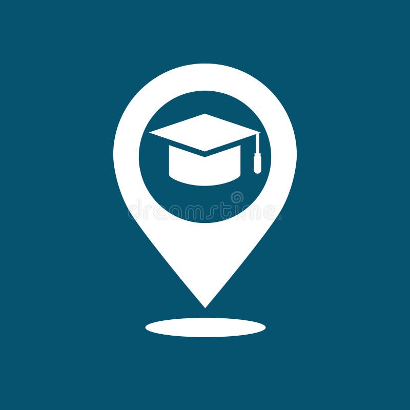 Illustration of a Map Mark Icon with a Graduation Cap Stock Vector ...