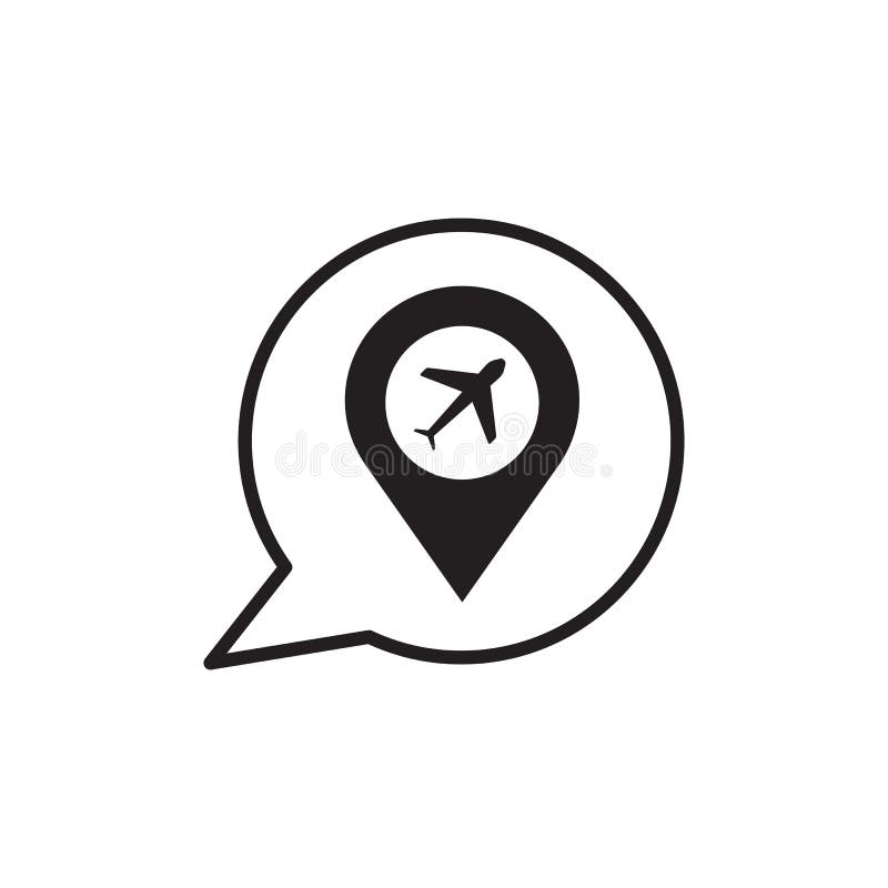 Illustration of a Map Mark Icon with a Plane Stock Illustration ...