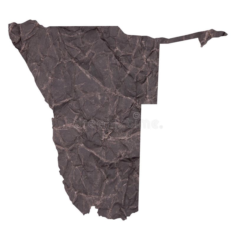 Map of Namibia on Old Dark Crumpled Grunge Paper Stock Illustration ...