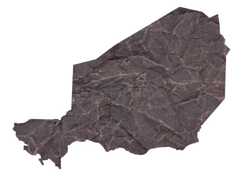 Map of Niger on Old Dark Crumpled Grunge Paper Stock Illustration ...