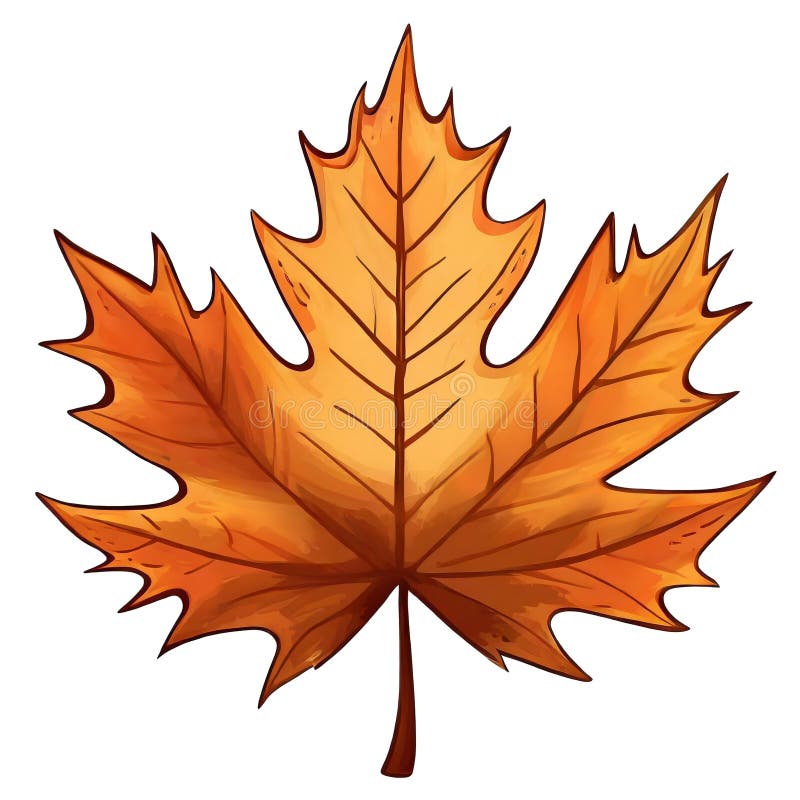 Illustration of a Maple Orange Leaf. Stock Image - Illustration of fall ...