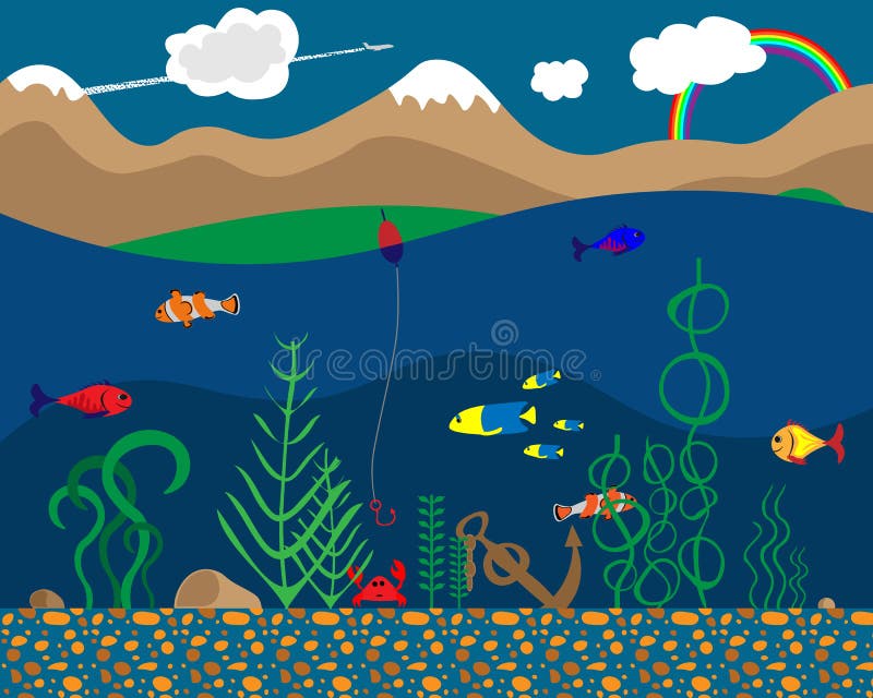 Illustration of the Marine Life Stock Vector - Illustration of rainbow ...