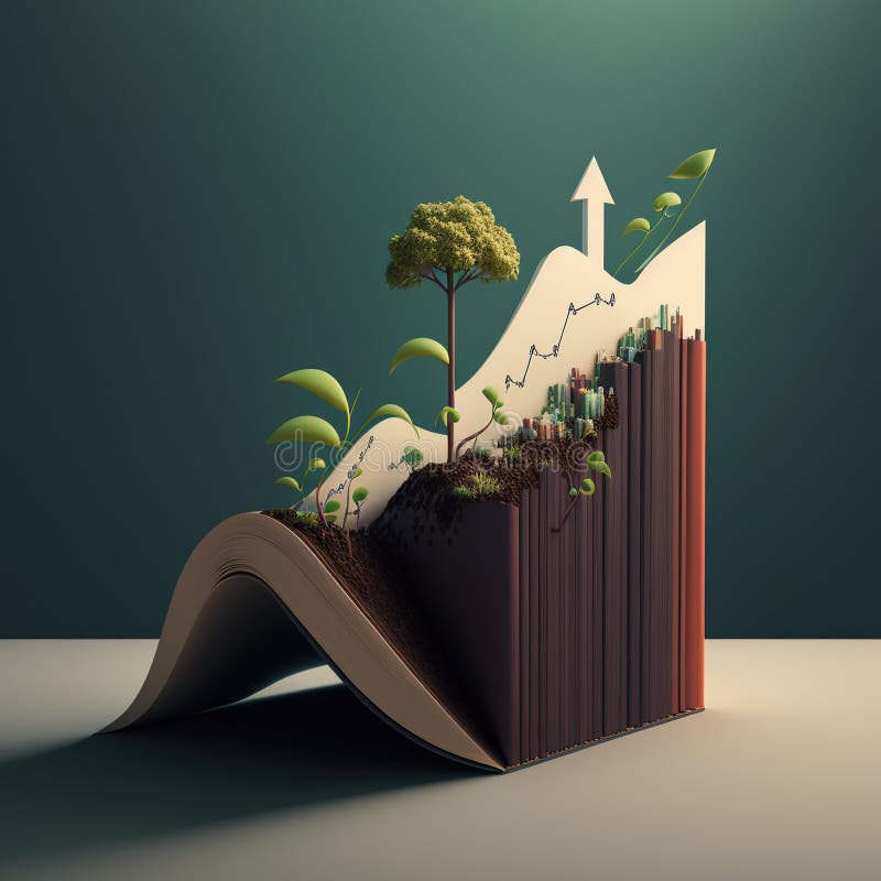 Market Growth with Trees and an Open Book Stock Illustration ...