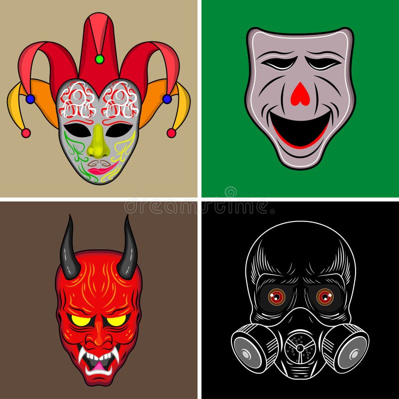 Illustration mask set stock illustration. Illustration of fantasy ...