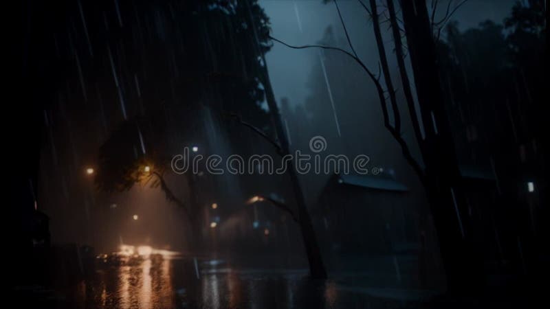 Heavy Rainfall at Night by Generative AI Stock Footage - Video of ...