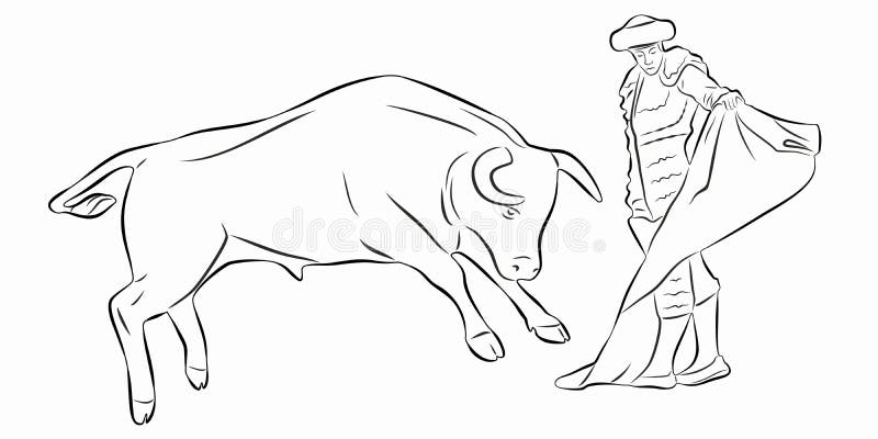 Matador And Bull Drawing