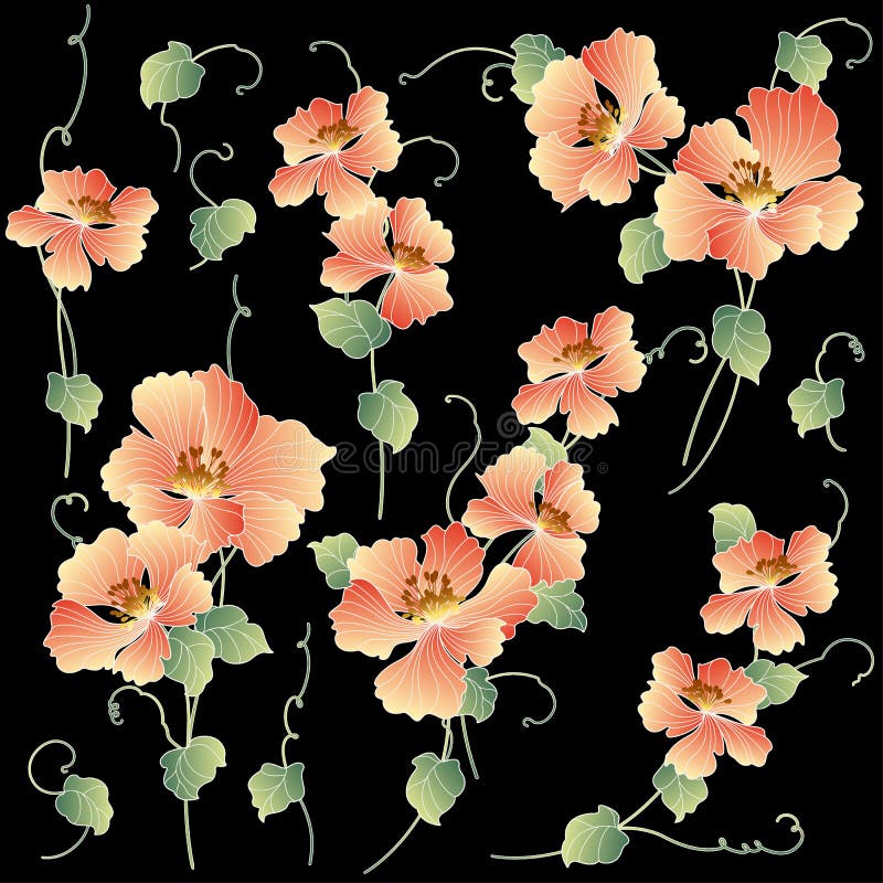 Illustration Material of a Beautiful Japanese Style Flower Stock Vector ...