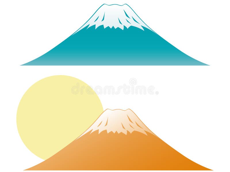 Illustration Material of Mt. Fuji and Sunrise with Gradation Stock ...