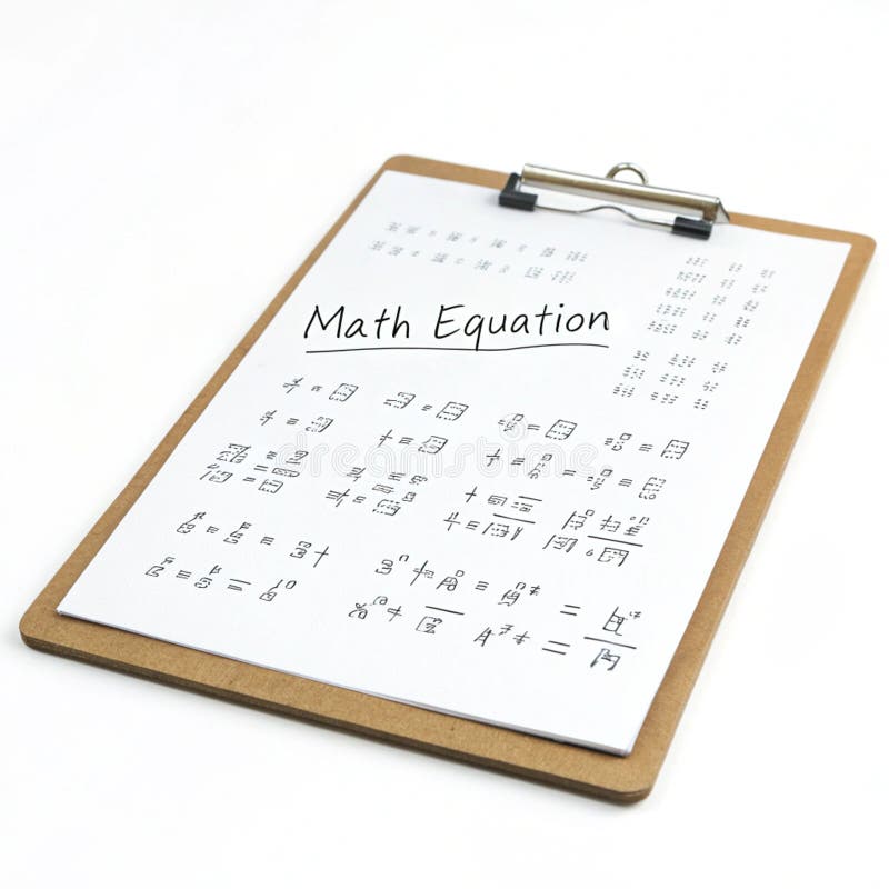 Math Equation Sheet Illustration Isolated on White Background Stock ...