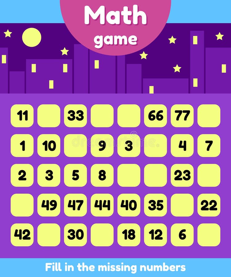 Illustration. Math Game for Preschool and School Age Children. Fill the ...