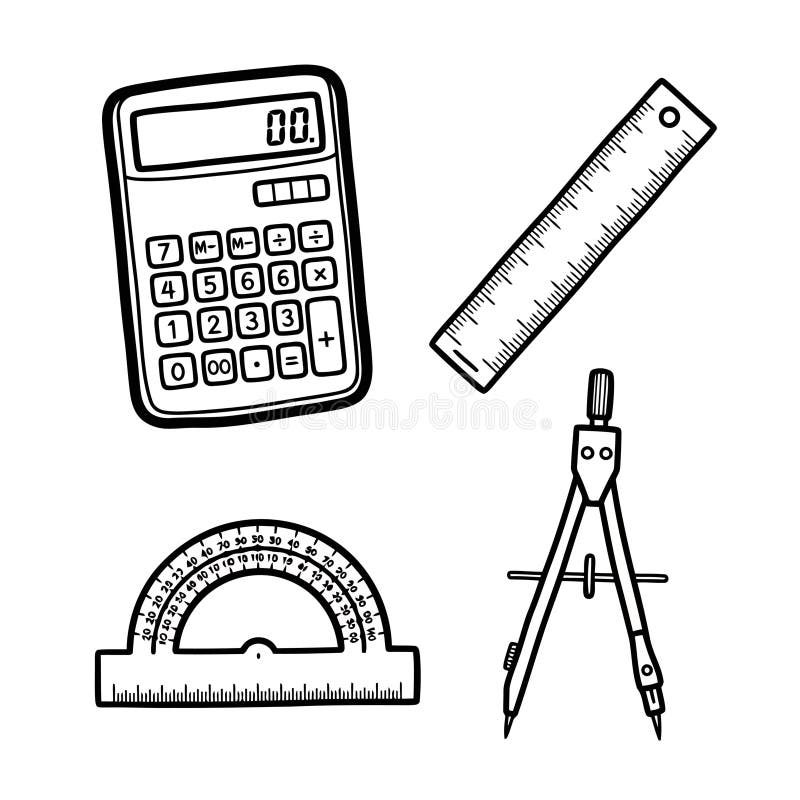 Illustration of Mathematical Instruments, Representing Tools for ...