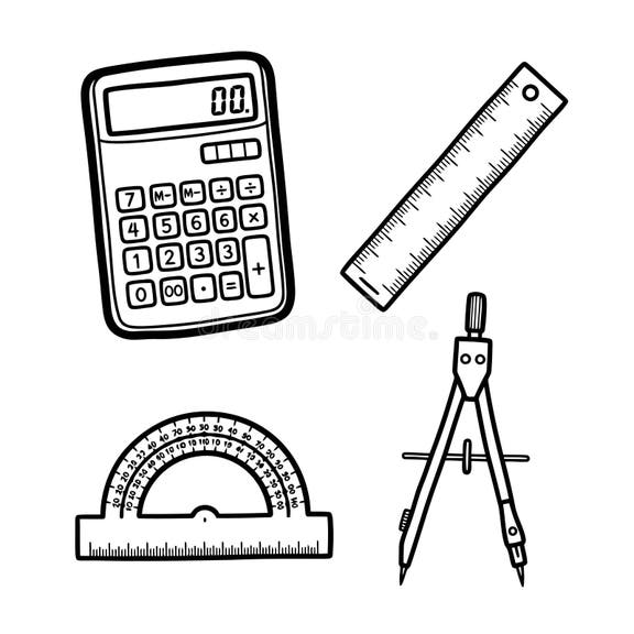 Illustration of Mathematical Instruments, Representing Tools for ...