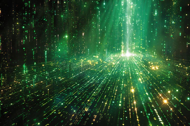 The Matrix Code Background, Green on Black Background, Illustration ...